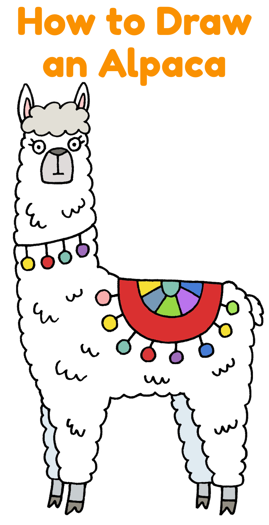 How to Draw an Alpaca - Animaldrawingeasy.com