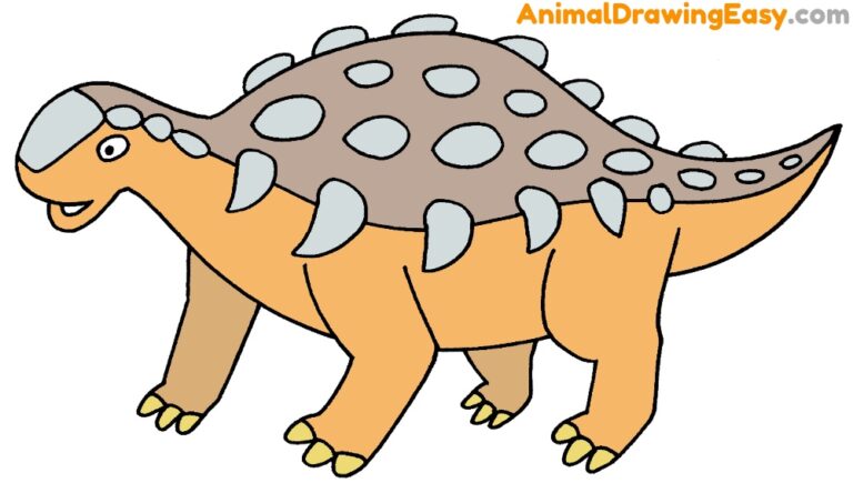 How to Draw an Ankylosaurus - Animaldrawingeasy.com