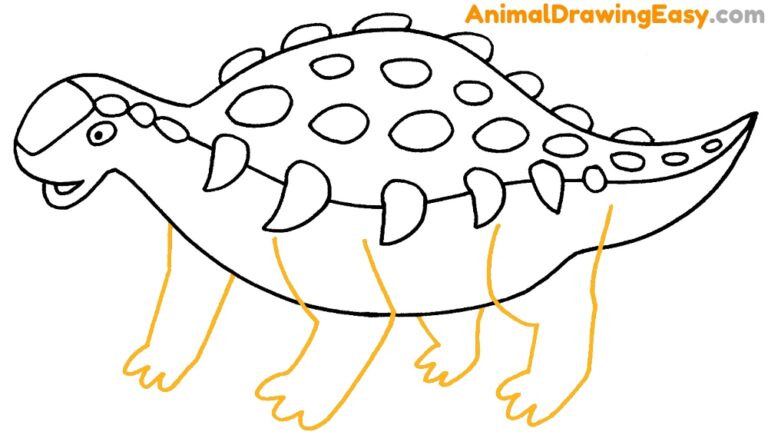 How to Draw an Ankylosaurus - Animaldrawingeasy.com